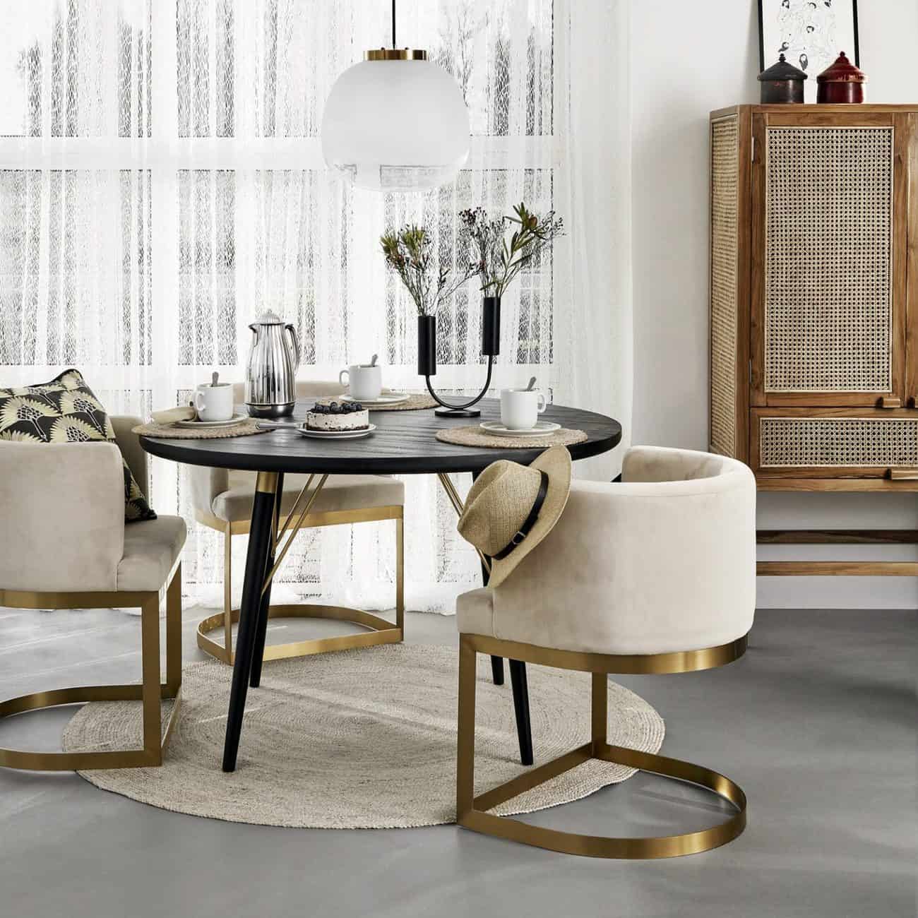 Matbord rund, svart/matt guld - Nordal - Fri frakt - Hemlängtan.com